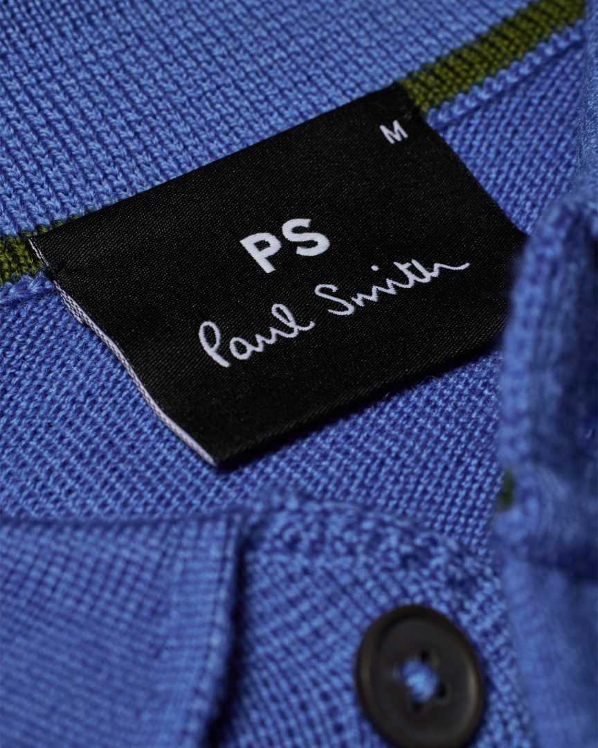 Men's Powder Blue Merino Wool Polo Sweater