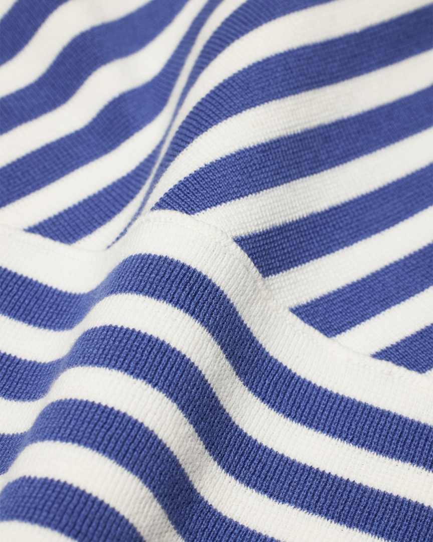 Women's Blue and White Mixed Stripe Knitted Jacket