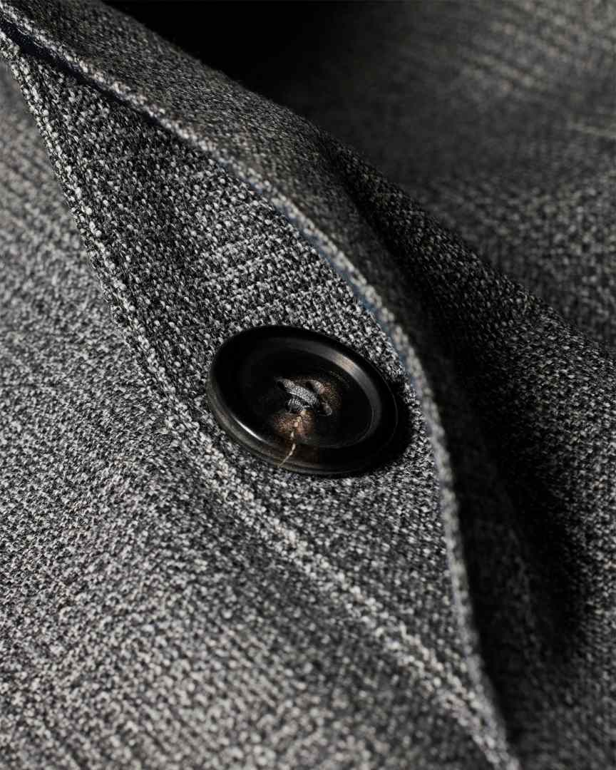 Men's Grey Wool Woven Check Mac