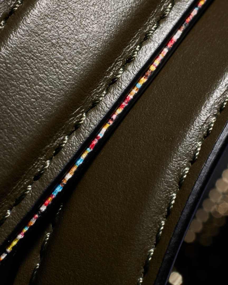 Khaki 'Shadow Stripe' Leather Slim Folio