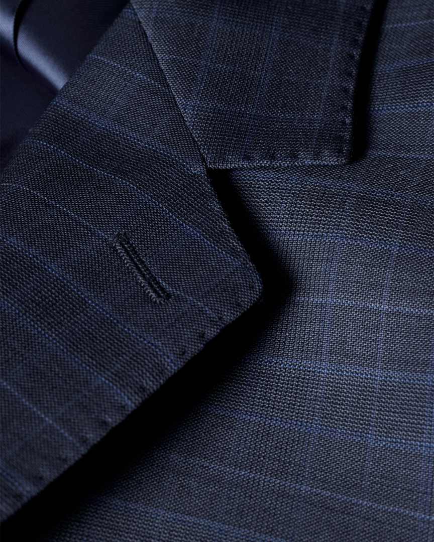 The Bloomsbury - Easy-Fit Navy Blue Check Wool Suit