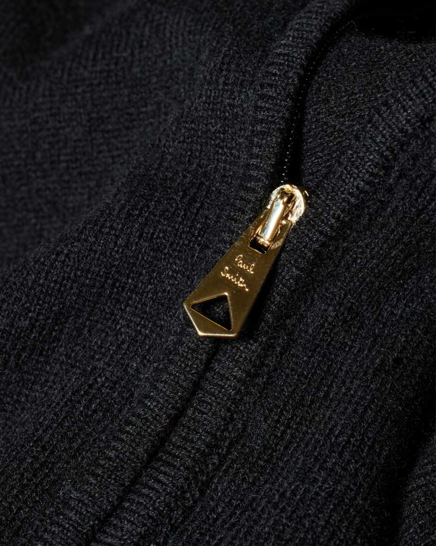 Men's Black Cashmere Full-Zip Cardigan