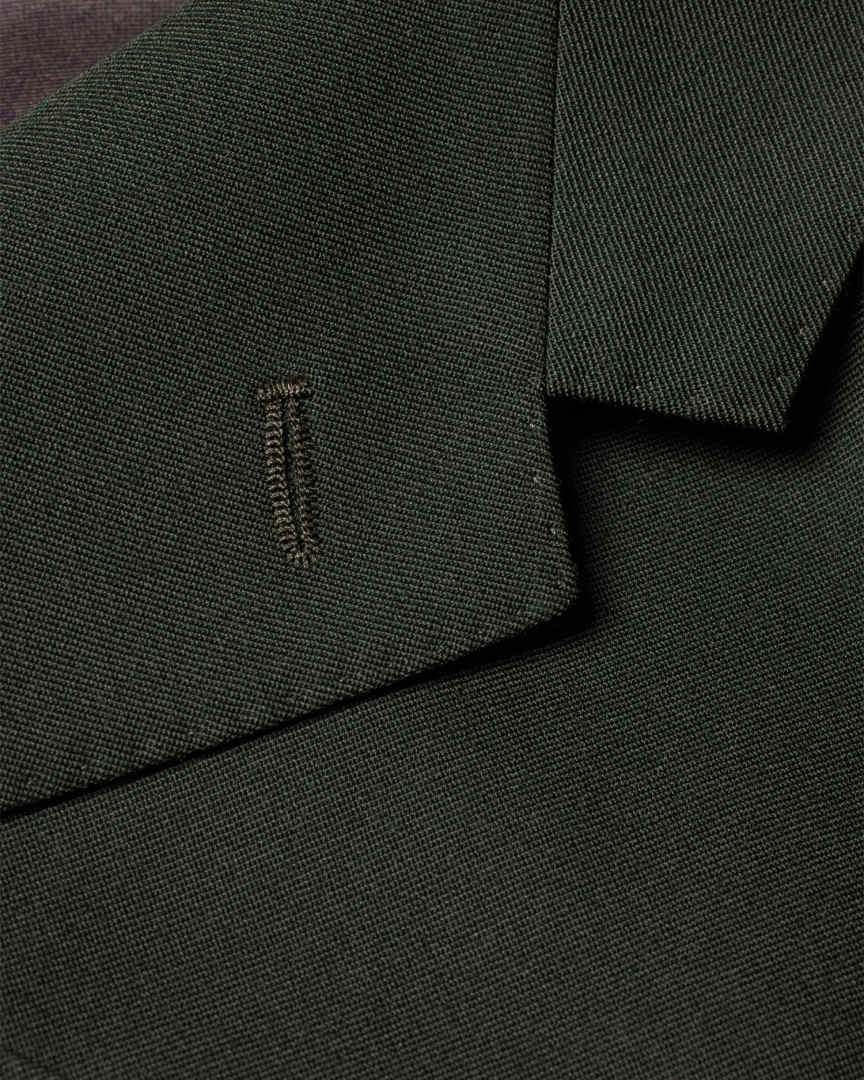 Men's Slim-Fit Forest Green Wool Gabardine Three-Button Blazer