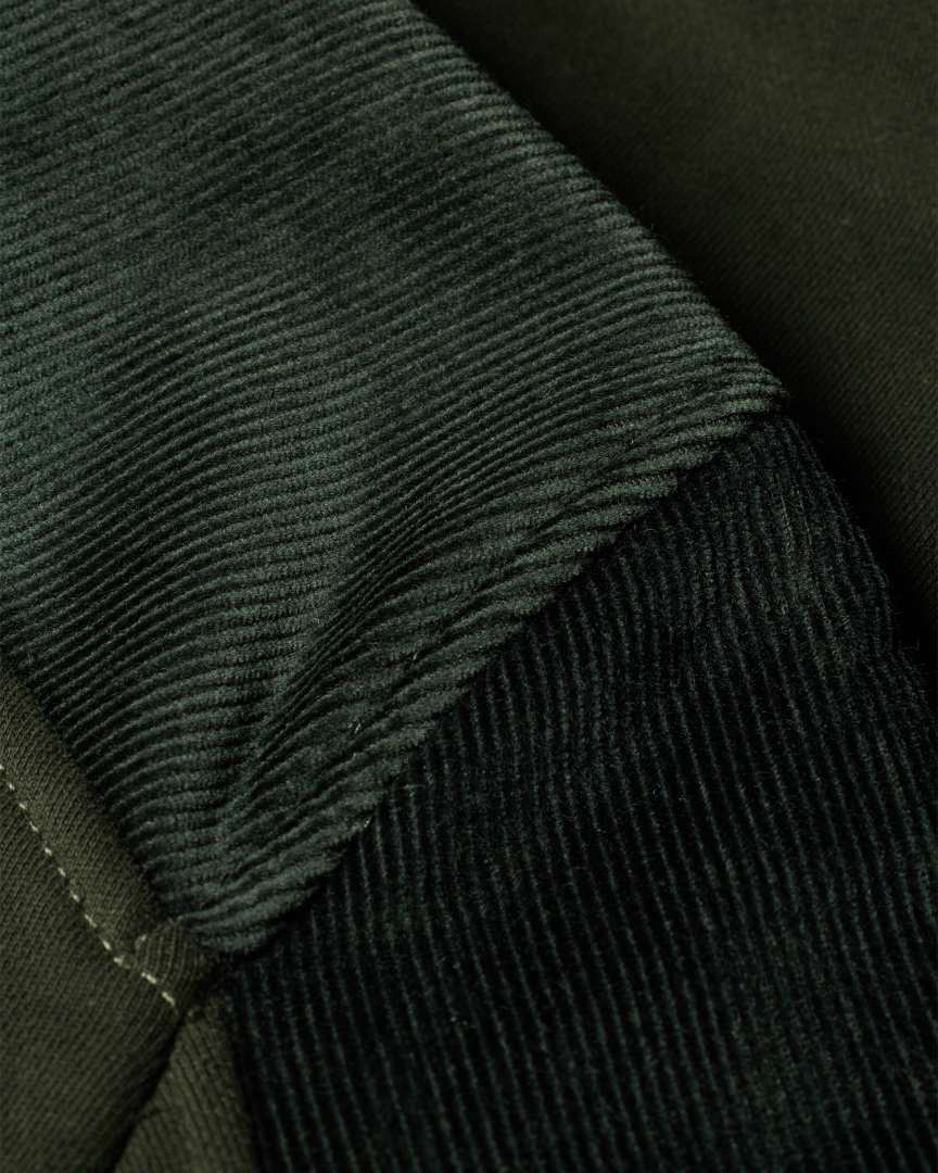 Men's Dark Green Corduroy-Panel Sweatshirt