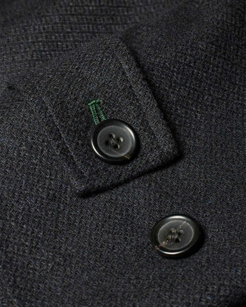 Men's Navy Wool Mac with Water-Resistant Membrane