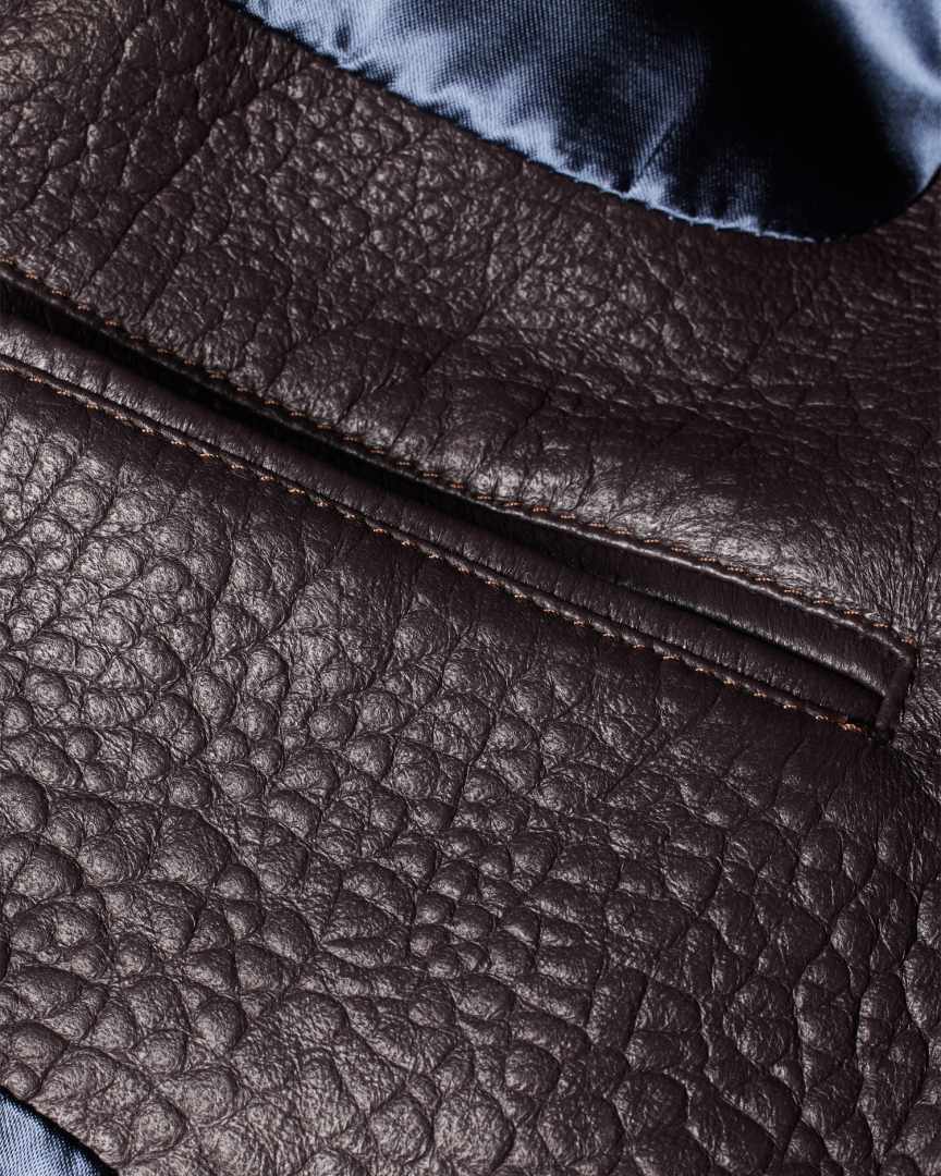 Men's Dark Purple Grained Leather Jacket