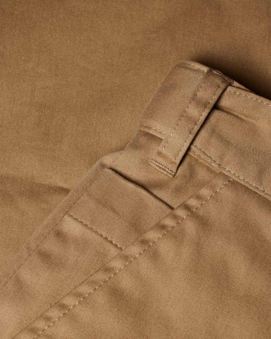 Men's Relaxed-Fit Tan Stretch-Cotton Sateen Trousers