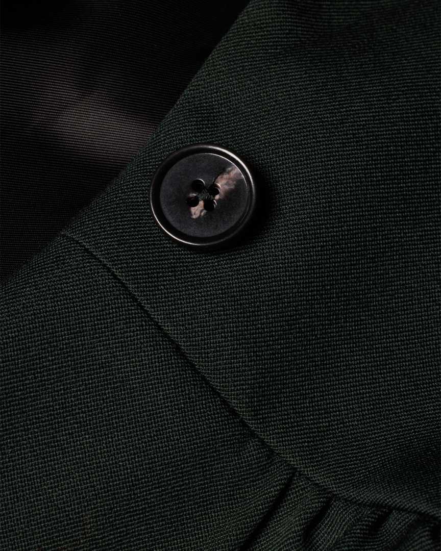Women's Dark Green Wool Gabardine Peplum Jacket