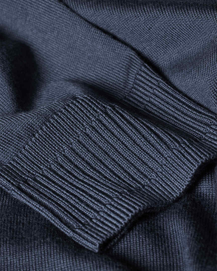 Men's Washed Blue Merino Wool Half-Zip Sweater