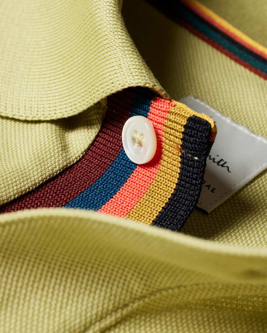 Men's Lime Green 'Artist Stripe' Placket Polo Shirt