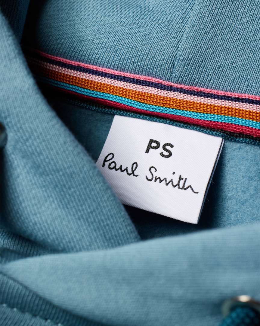 Women's Steel Blue Cotton Zebra Logo Hoodie