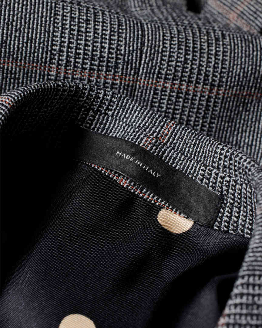 Men's Tailored-Fit Grey Check Wool Buggy-Lined Blazer