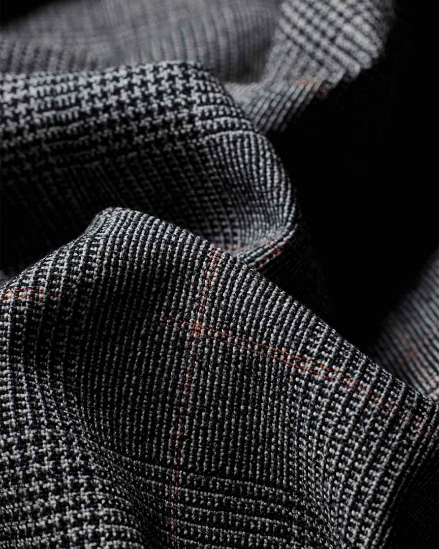 Men's Tailored-Fit Grey Check Wool Buggy-Lined Blazer