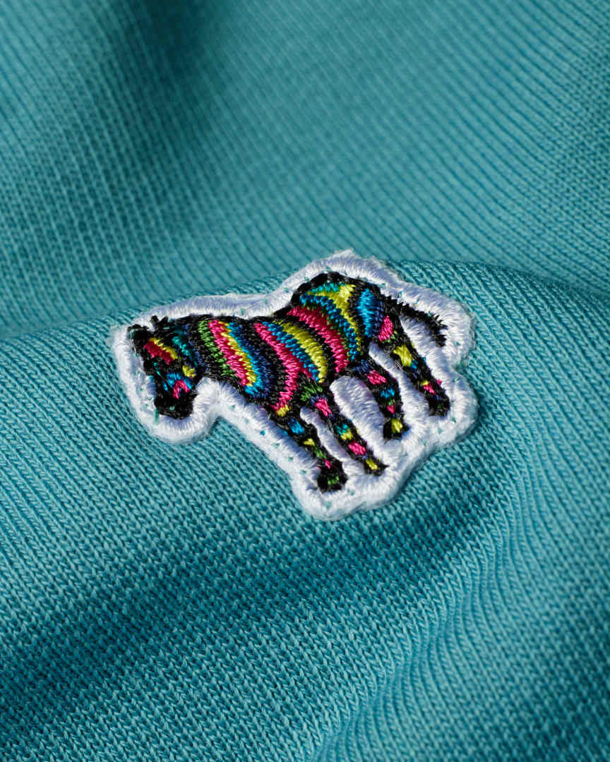 Men's Teal Blue Organic Cotton 'Zebra' Badge Sweatshirt