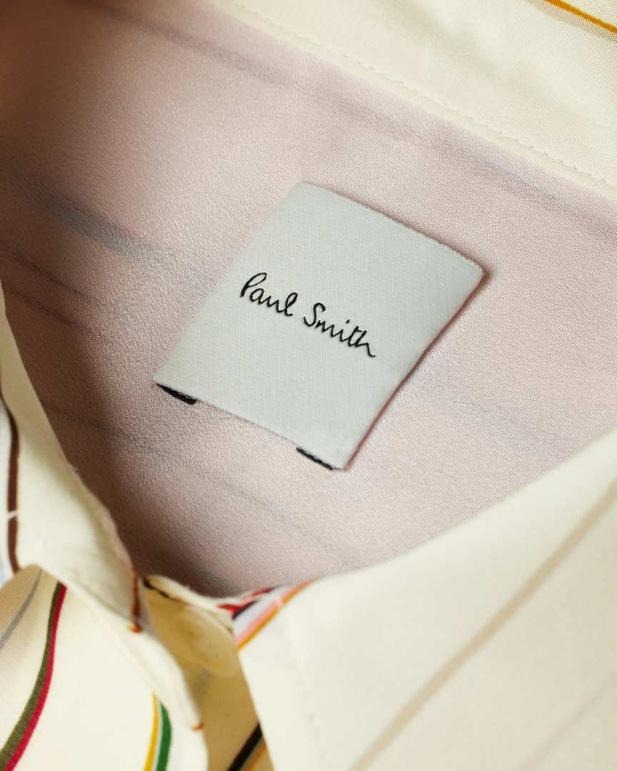 Women's Cream 'Signature Stripe' Pinstripe Silk Shirt